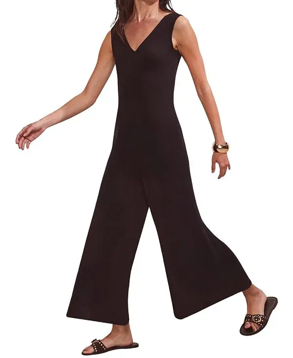 RO & ZO Jersey Sleeveless V-neck Jumpsuit - Black