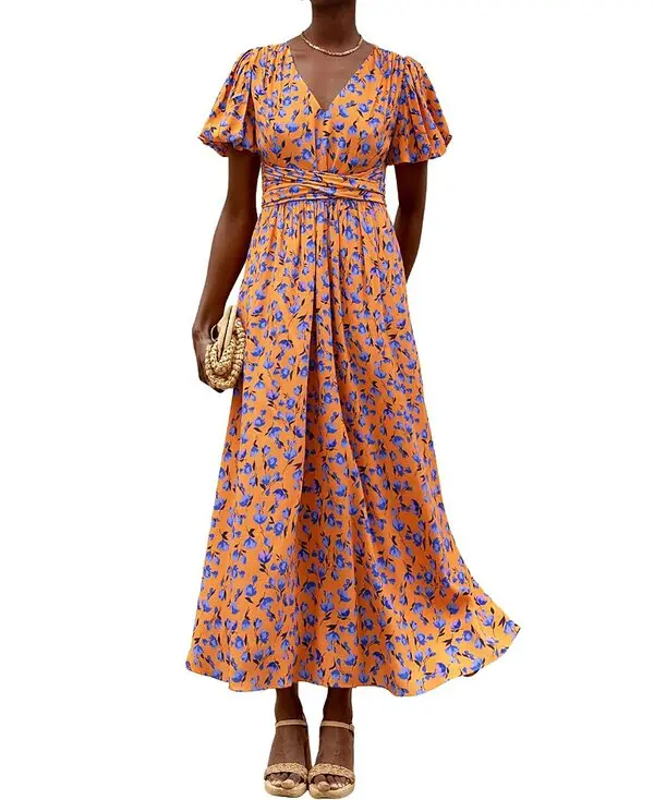 RO&ZO Floral Print Puff Sleeve Dress