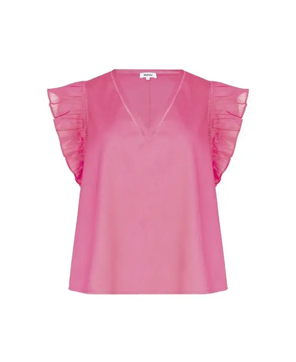 RO & ZO Cotton Frill Sleeve Top