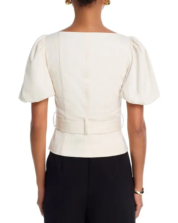 French Connection Sateen Weave Puff Sleeve Top