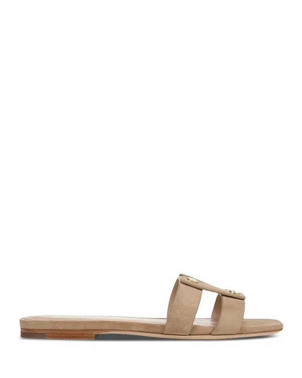 Veronica Beard Via Suede Slides - Sand