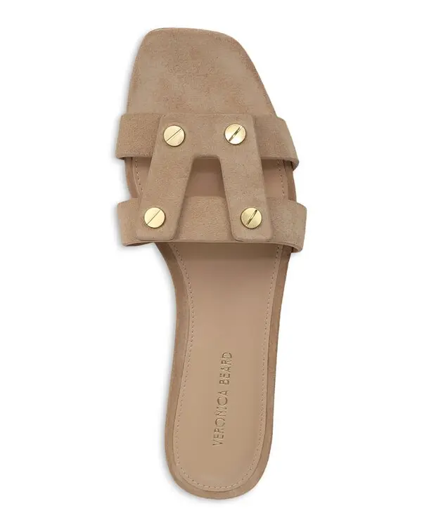 Veronica Beard Via Suede Slides - Sand