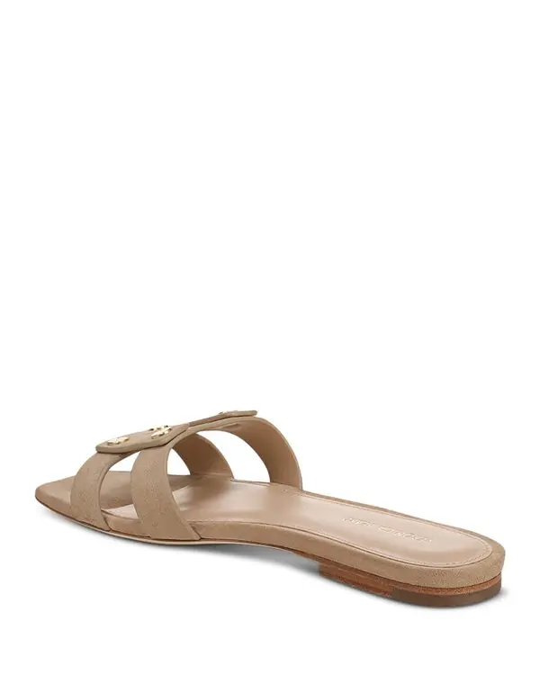 Veronica Beard Via Suede Slides - Sand