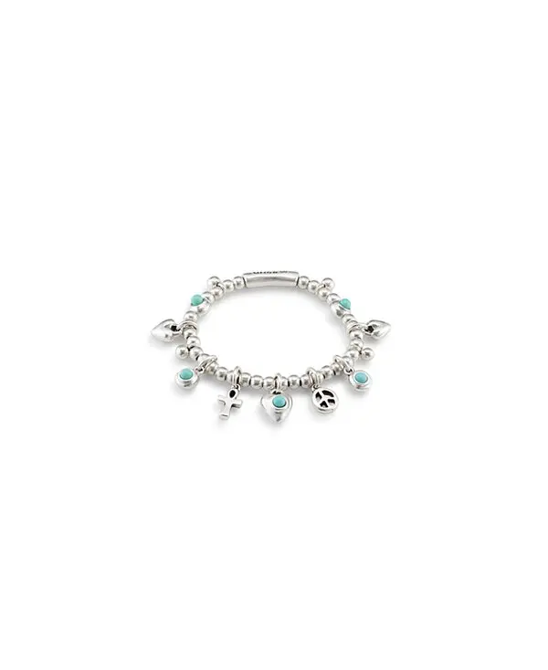 UNODE50 Sterling Plated Beaded Charm Bracelet - Silver