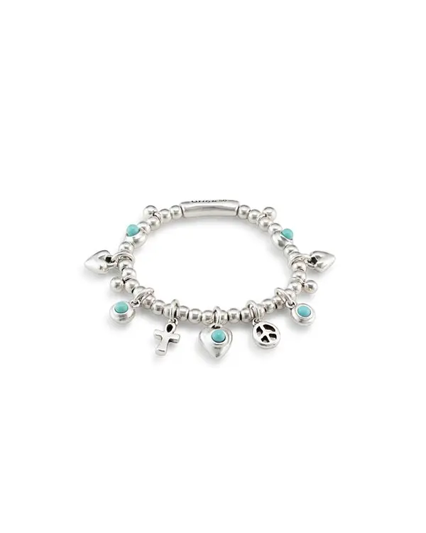 UNODE50 Sterling Plated Beaded Charm Bracelet With Symbolic Charms - Silver