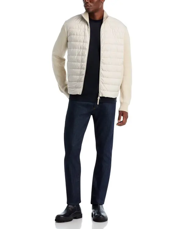 Moncler Padded Wool And Cashmere Zip-up Cardigan - Stone