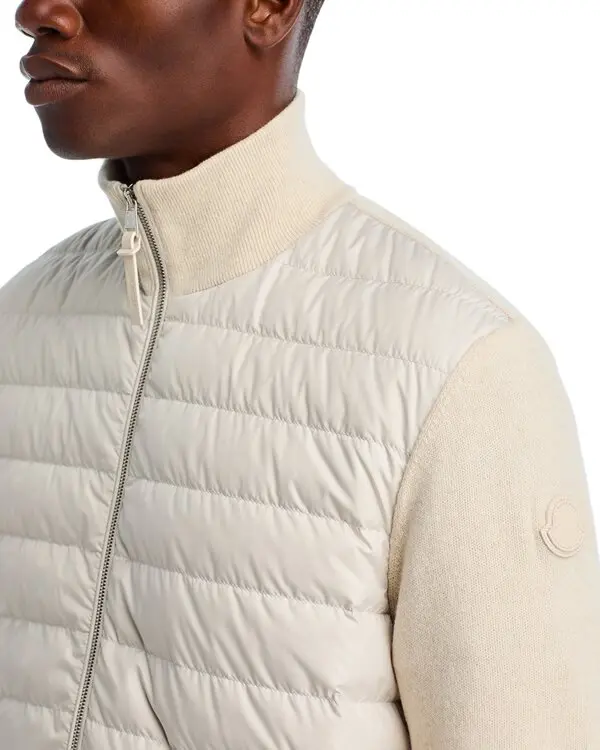 Moncler Padded Wool And Cashmere Zip-up Cardigan - Stone