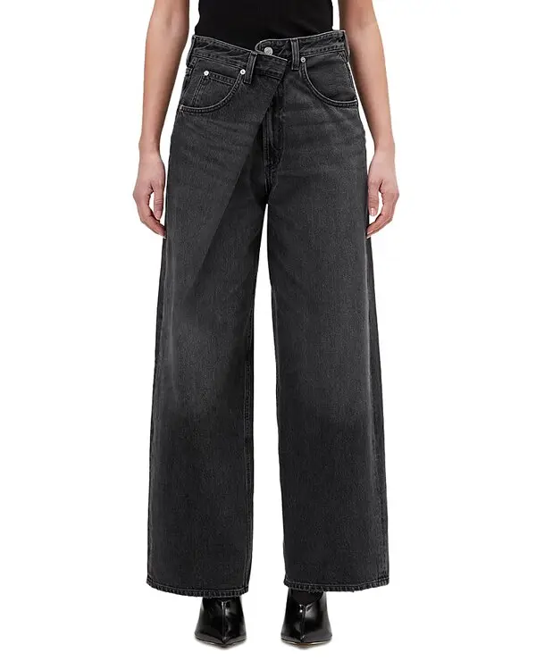 AGOLDE Vana Fold High-rise Wide-leg Jeans - Arcane