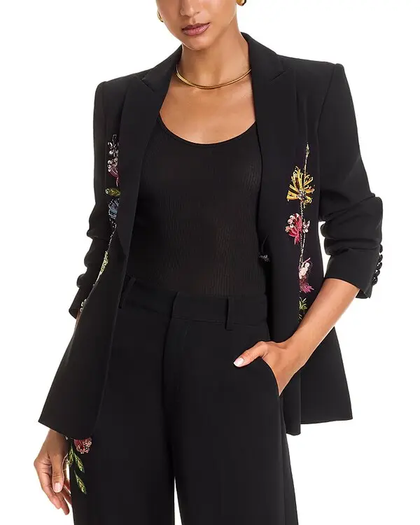 Cinq À Sept Floral Embroidered Blazer - Black/ Multi
