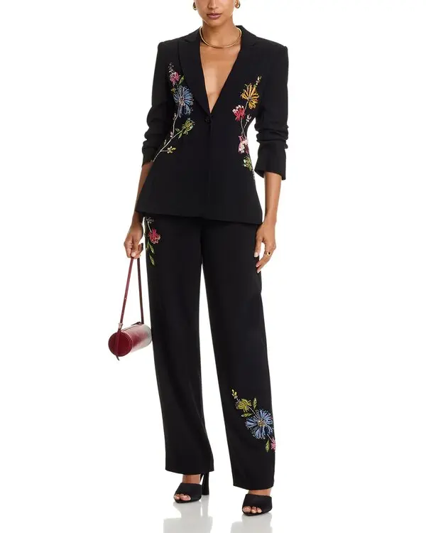 Cinq À Sept Floral Embroidered Blazer - Black/ Multi
