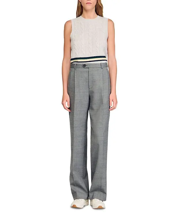 Sandro Straight Leg Trousers - Grey