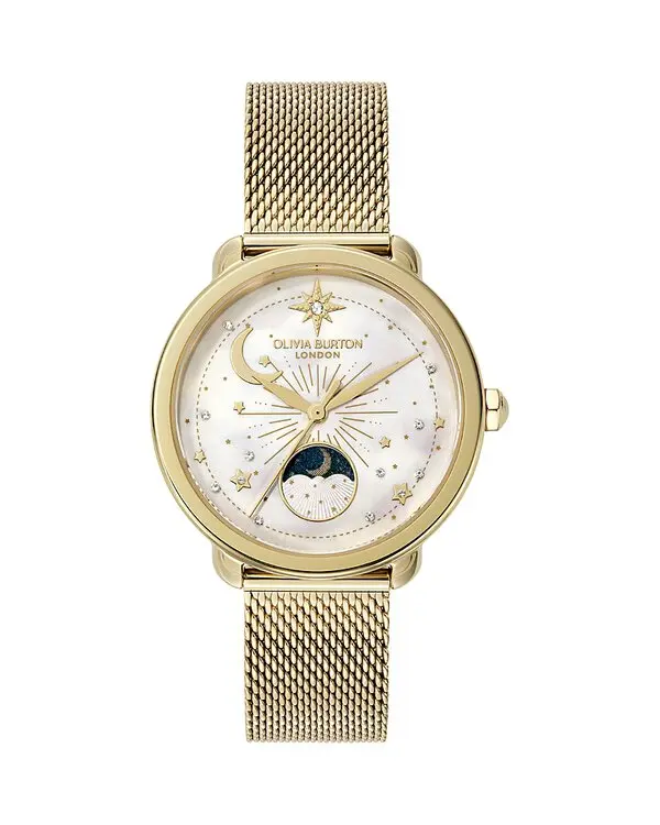 OLIVIA BURTON Moonphase 34mm Watch - White/gold