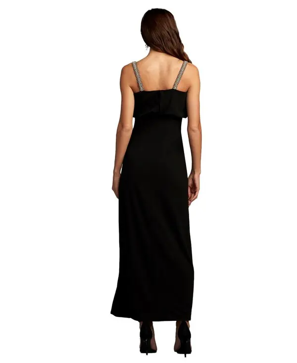 Tadashi Shoji Mora Pearl Strap Blouson Midi Dress