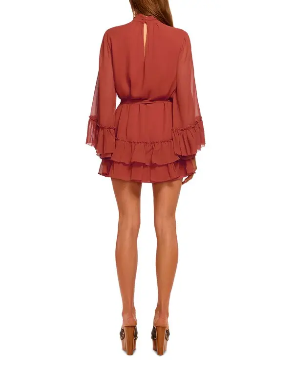 Ramy Brook Claudia Ruffle Tie Waist Mini Dress