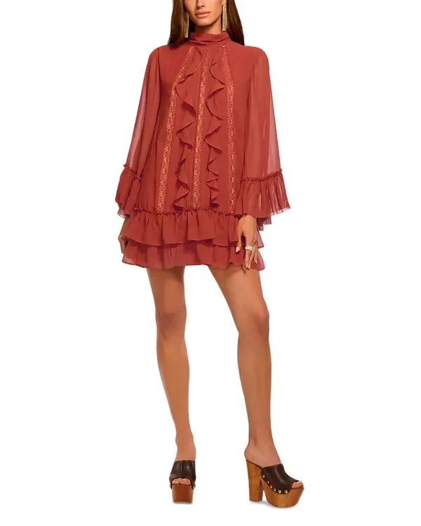 Ramy Brook Claudia Ruffle Tie Waist Mini Dress