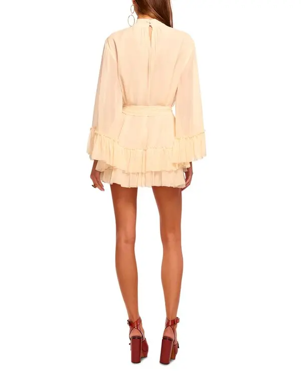 Ramy Brook Claudia Ruffle Tie Waist Mini Dress - Bone