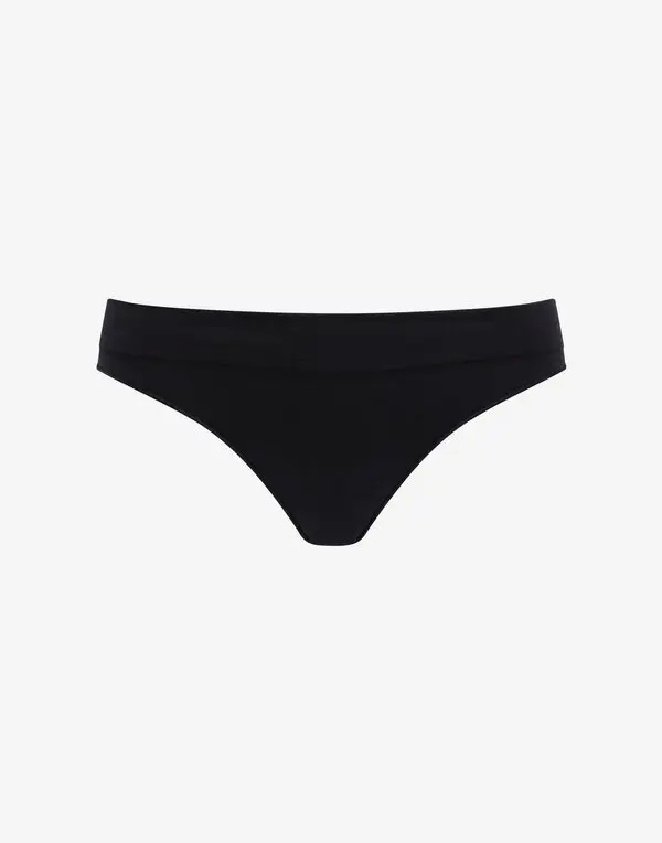 THIRDLOVE Seamless Stretch Cotton Thong Panty - Black