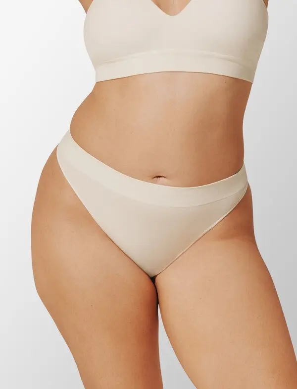 THIRDLOVE Seamless Stretch Cotton Thong Panty - Sea Salt