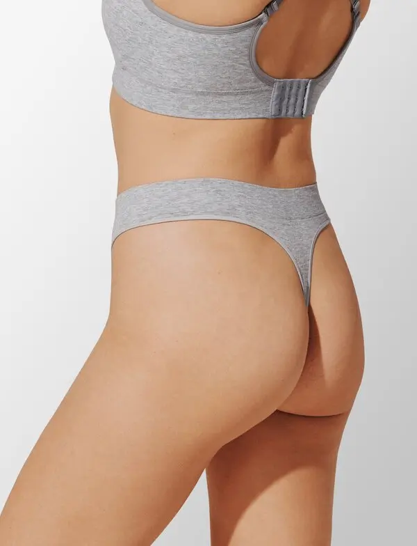 THIRDLOVE Seamless Cloud Cotton Thong Panty - Heather Gray