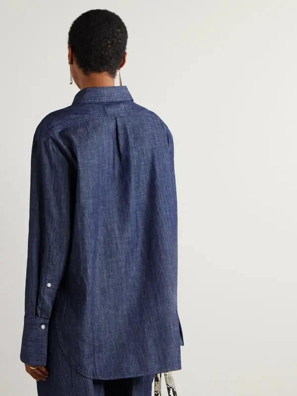 Another Tomorrow Oversized Organic Cotton-chambray Shirt