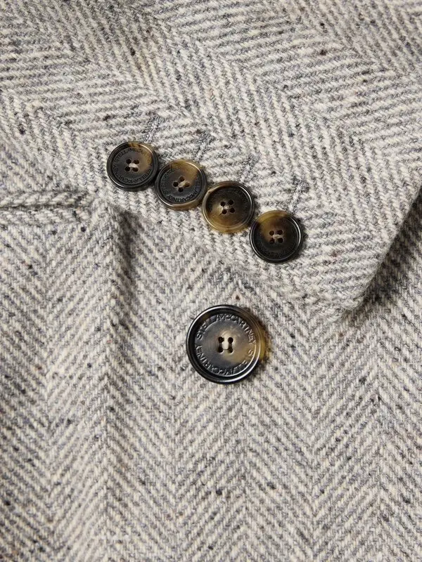 Stella McCartney Double-breasted Herringbone Wool And Silk-blend Coat