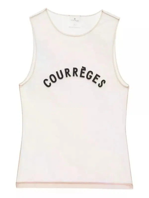 COURREGES Logo-print Tulle Top