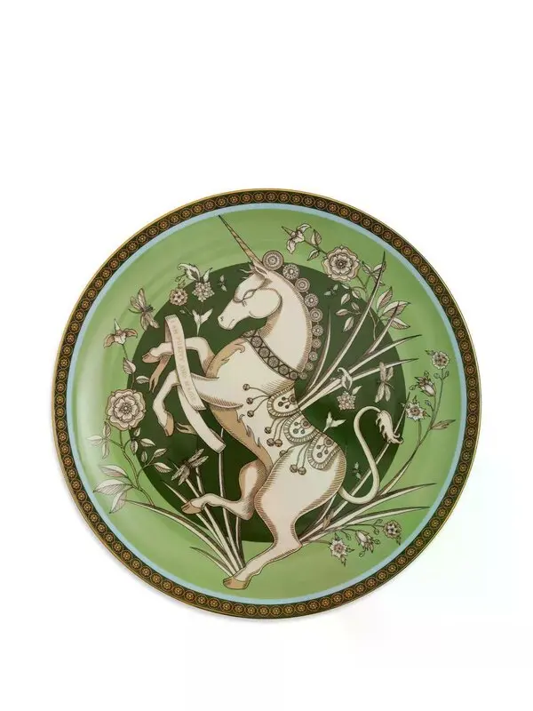 La DoubleJ Unicorn Decorative Plate - Green