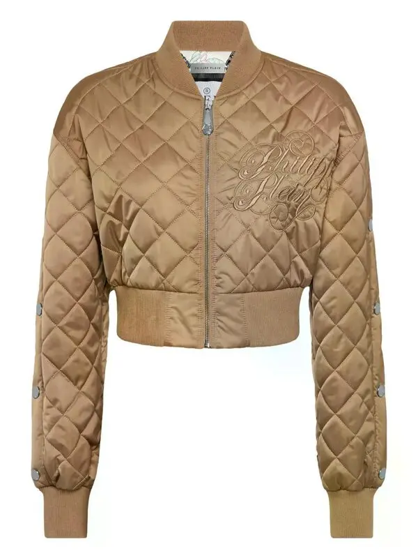 Philipp Plein Quilted Logo-embroidered Jacket