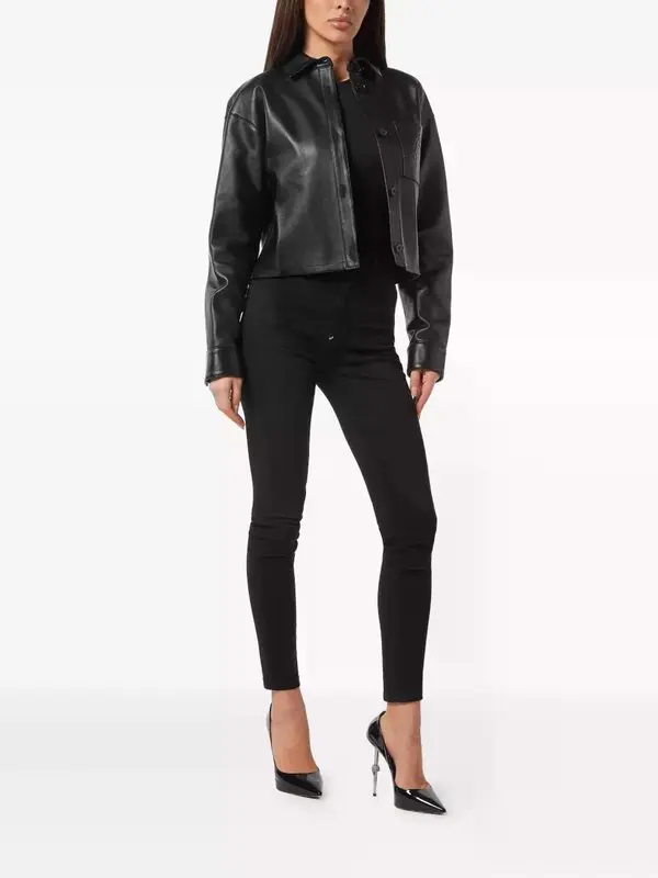Philipp Plein Leather Cropped Shirt