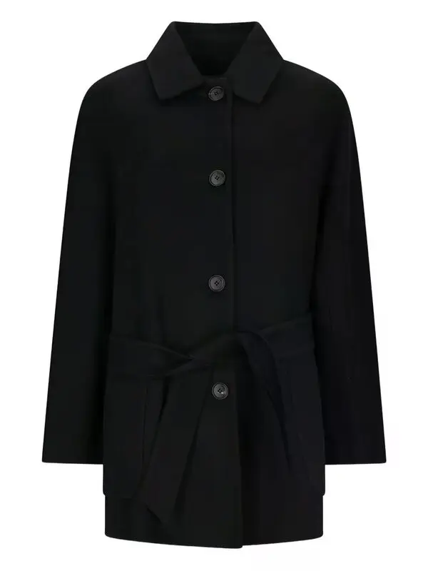 Max Mara Lembi Belted Buttoned Coat - Black