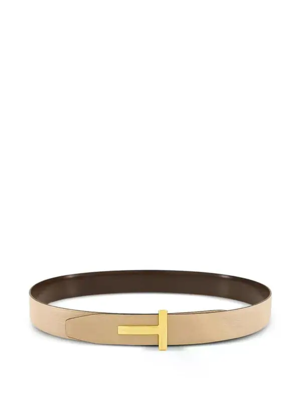 TOM FORD Reversible T-buckle Leather Belt - Neutrals