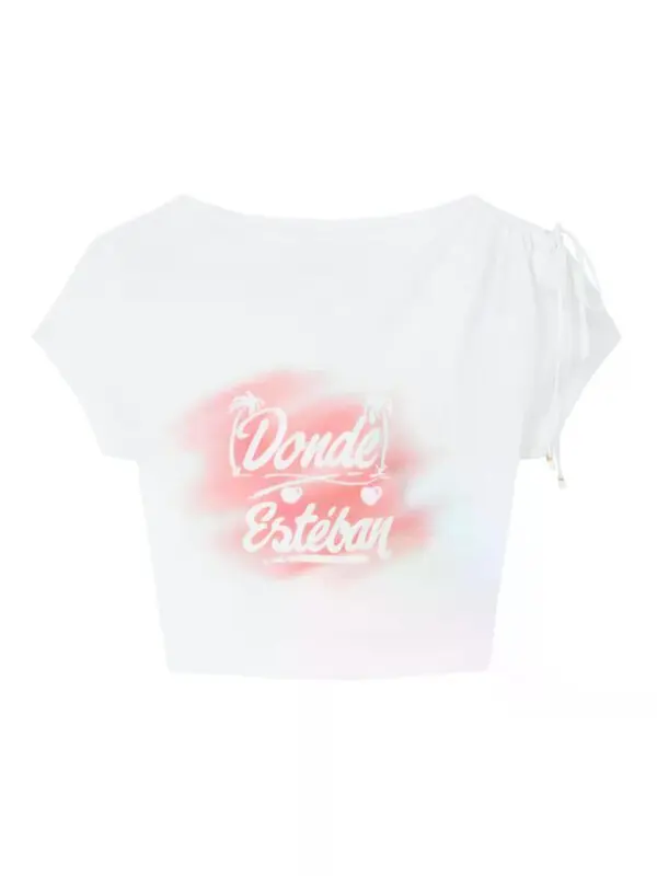 DONDE ESTEBAN Bazurto Spray Crop Top - White