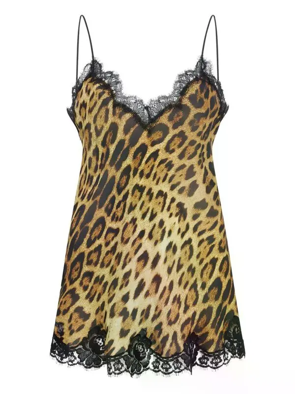 Roberto Cavalli Animal-print Silk Camisole