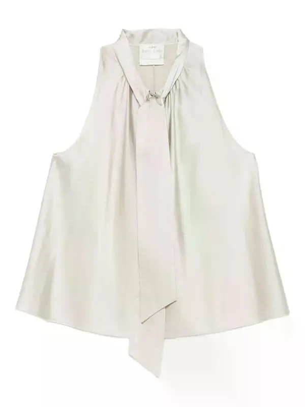 FORTE_FORTE Bow-tie Satin Top - Neutrals