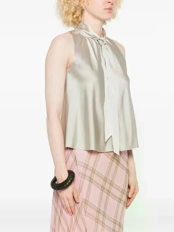 FORTE_FORTE Bow-tie Satin Top - Neutrals