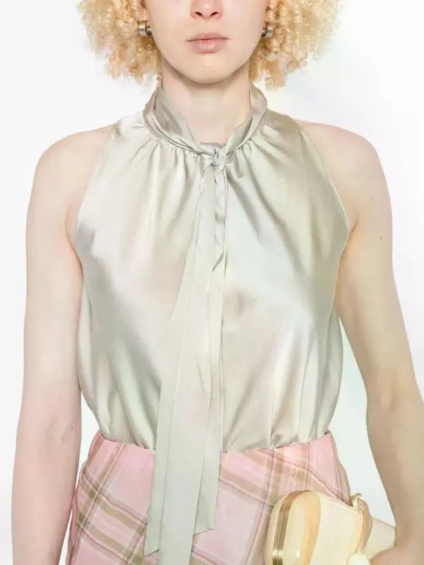 FORTE_FORTE Bow-tie Satin Top - Neutrals