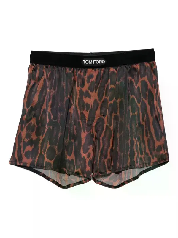 TOM FORD Leopard Print Boxer Shorts - Black