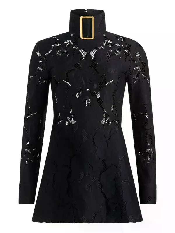 PATOU Buckle-collar Lace Mini Dress