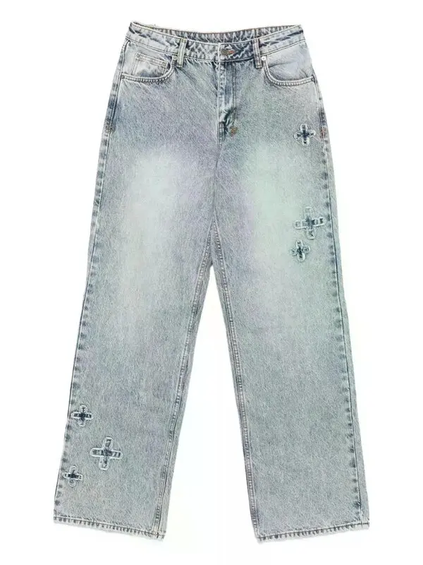 Ksubi Cross-embroidered Cotton Jeans