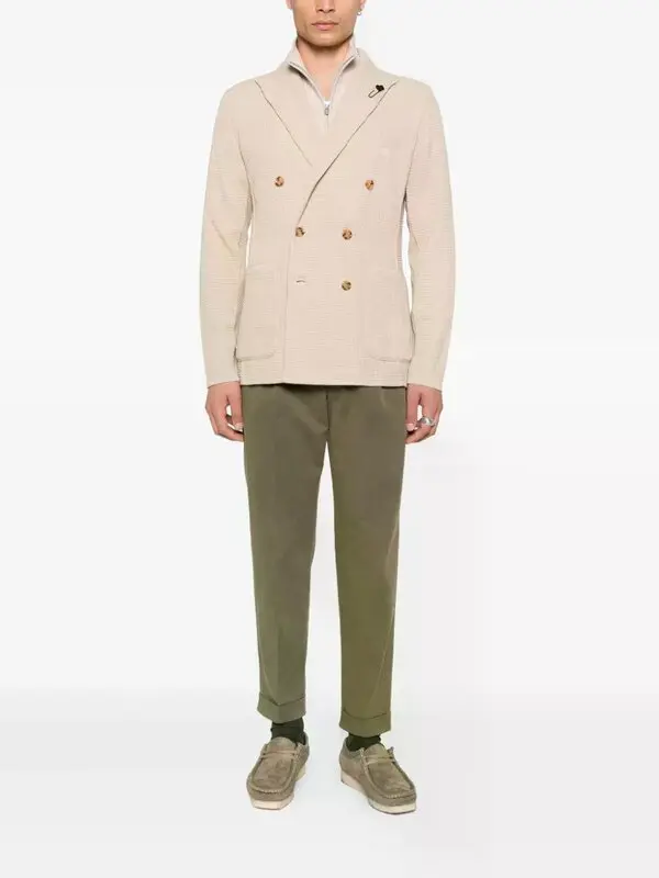 LARDINI Double-breasted Waffle-textured Jacket