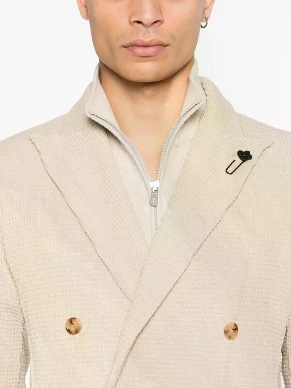 LARDINI Double-breasted Waffle-textured Jacket