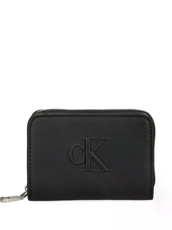 Calvin Klein Embossed-logo Zip Wallet - Black