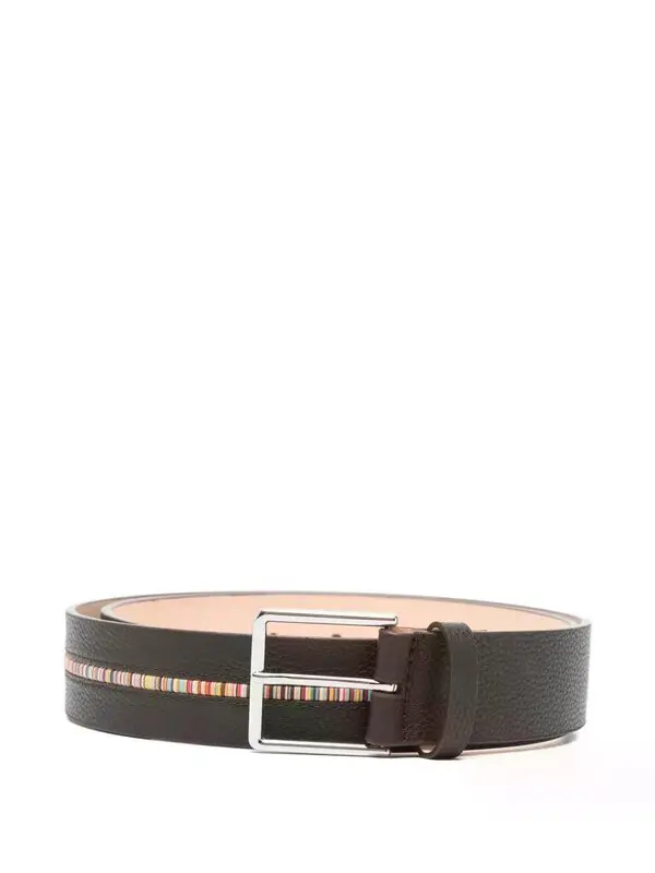 Paul Smith Stripe-detail Leather Belt - Brown