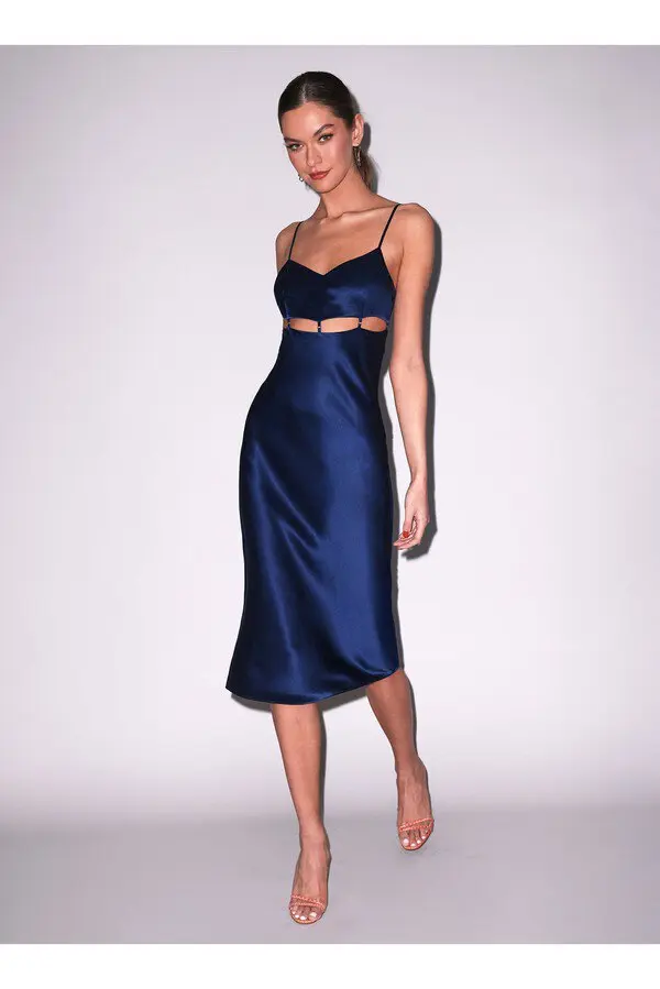 Fleur Du Mal Chelle Luxe Dress - Navy / Blue | Editorialist