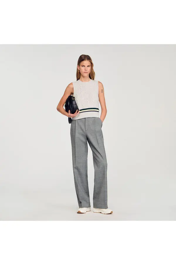 Sandro Straight-leg Trousers - Black / White / Pink / Gray
