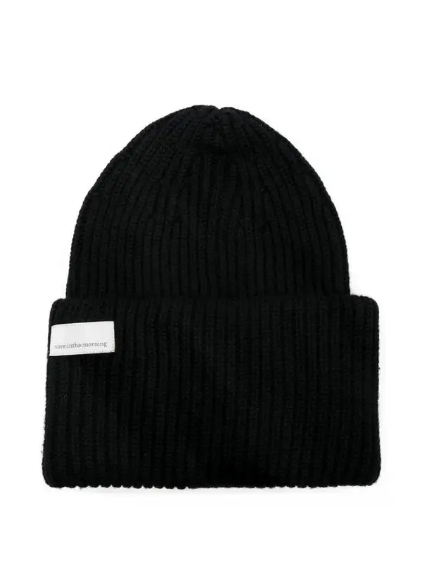 NINE:INTHE:MORNING Ribbed Wool Beanie - Black