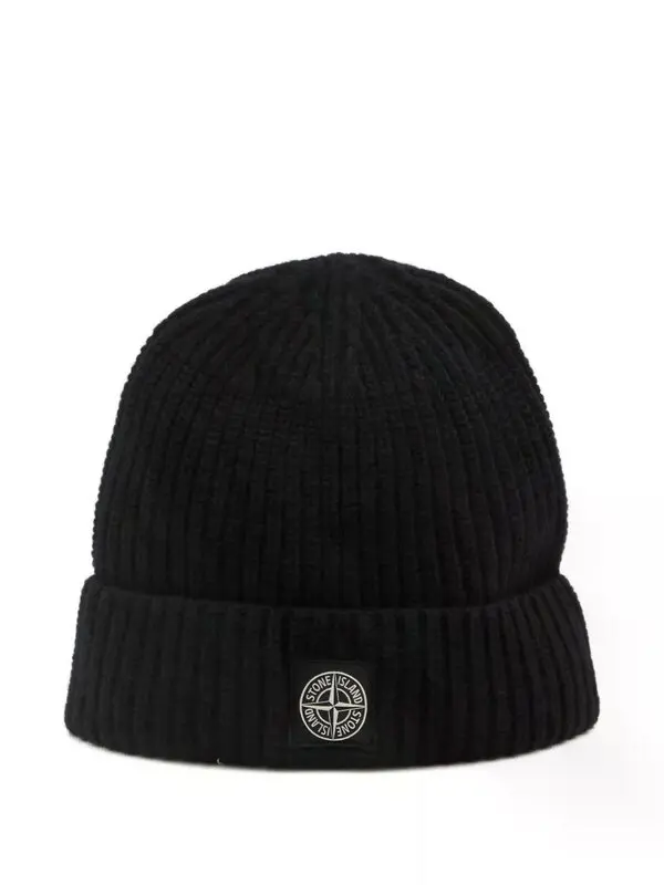 Stone Island Ribbed-knit Beanie - Black