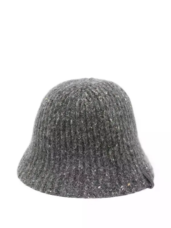 Brunello Cucinelli Ribbed Sequin-embellished Bucket Hat - Grey