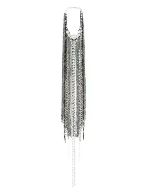Pinko Pearl-embellished Chain Necklace - Silver