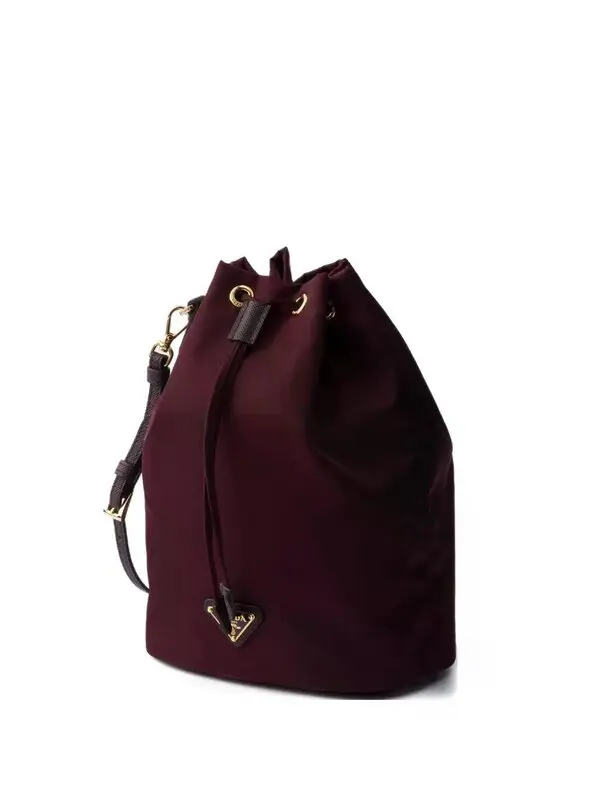 Prada Drawstring Bucket Bag With Metal Logo